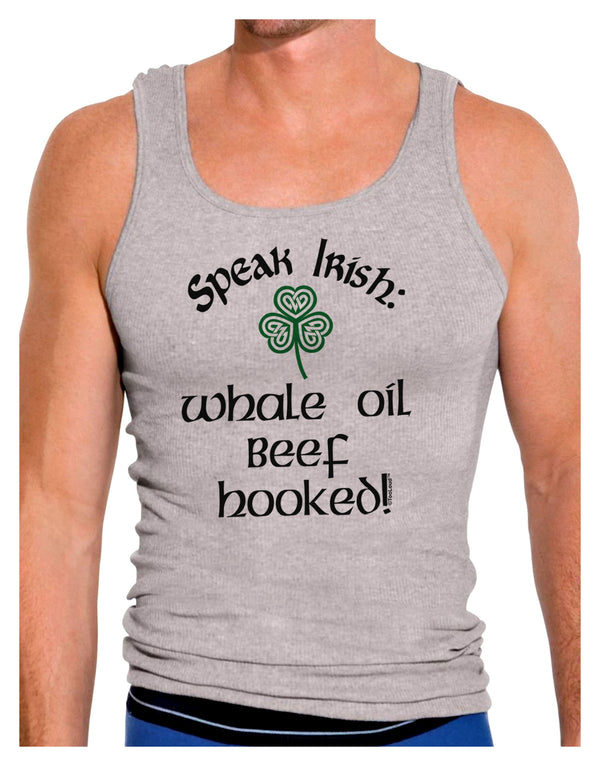 Speak Irish - Whale Oil Beef Hooked Mens Ribbed Tank Top - Davson Sales