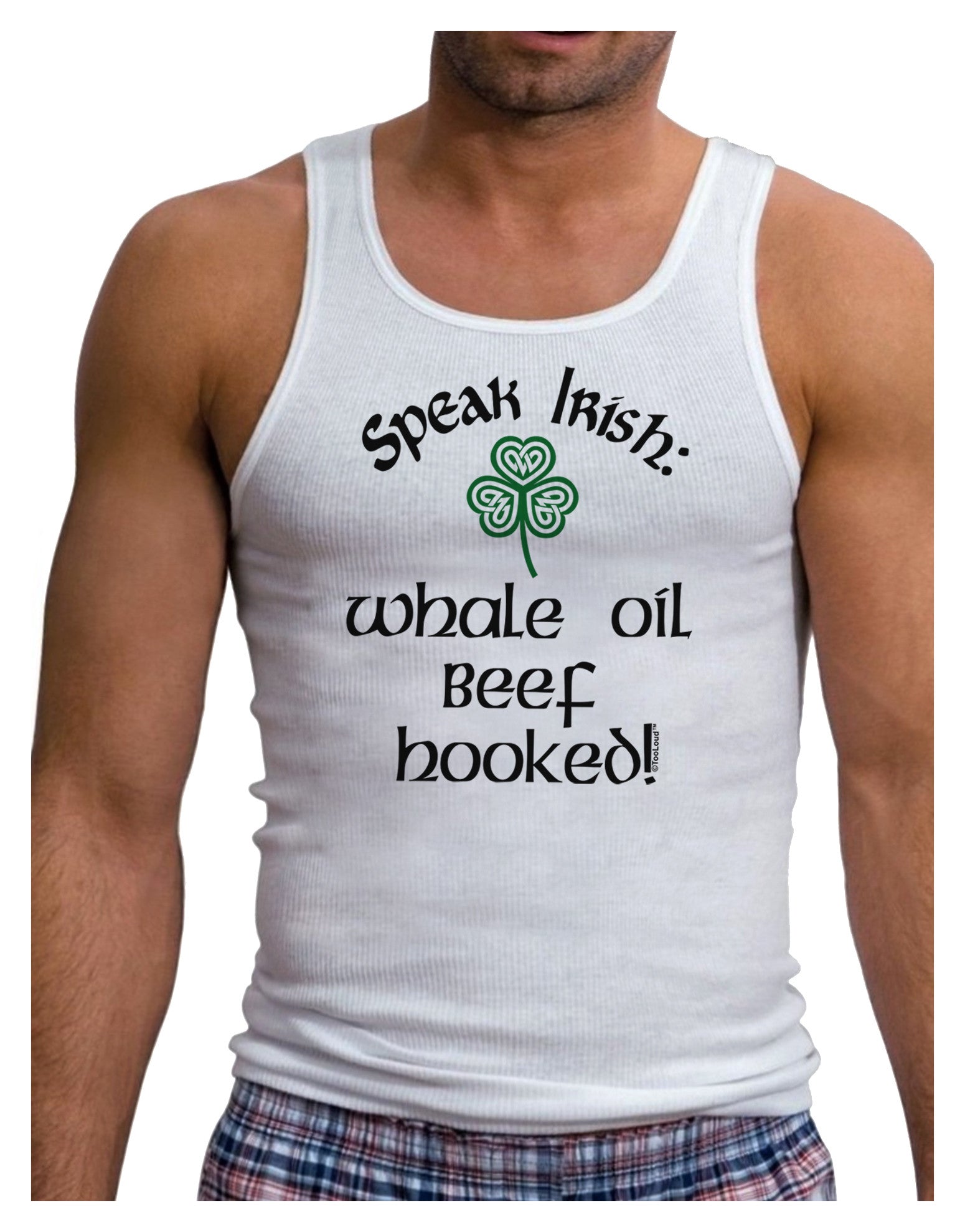 Speak Irish - Whale Oil Beef Hooked Mens Ribbed Tank Top - Davson Sales