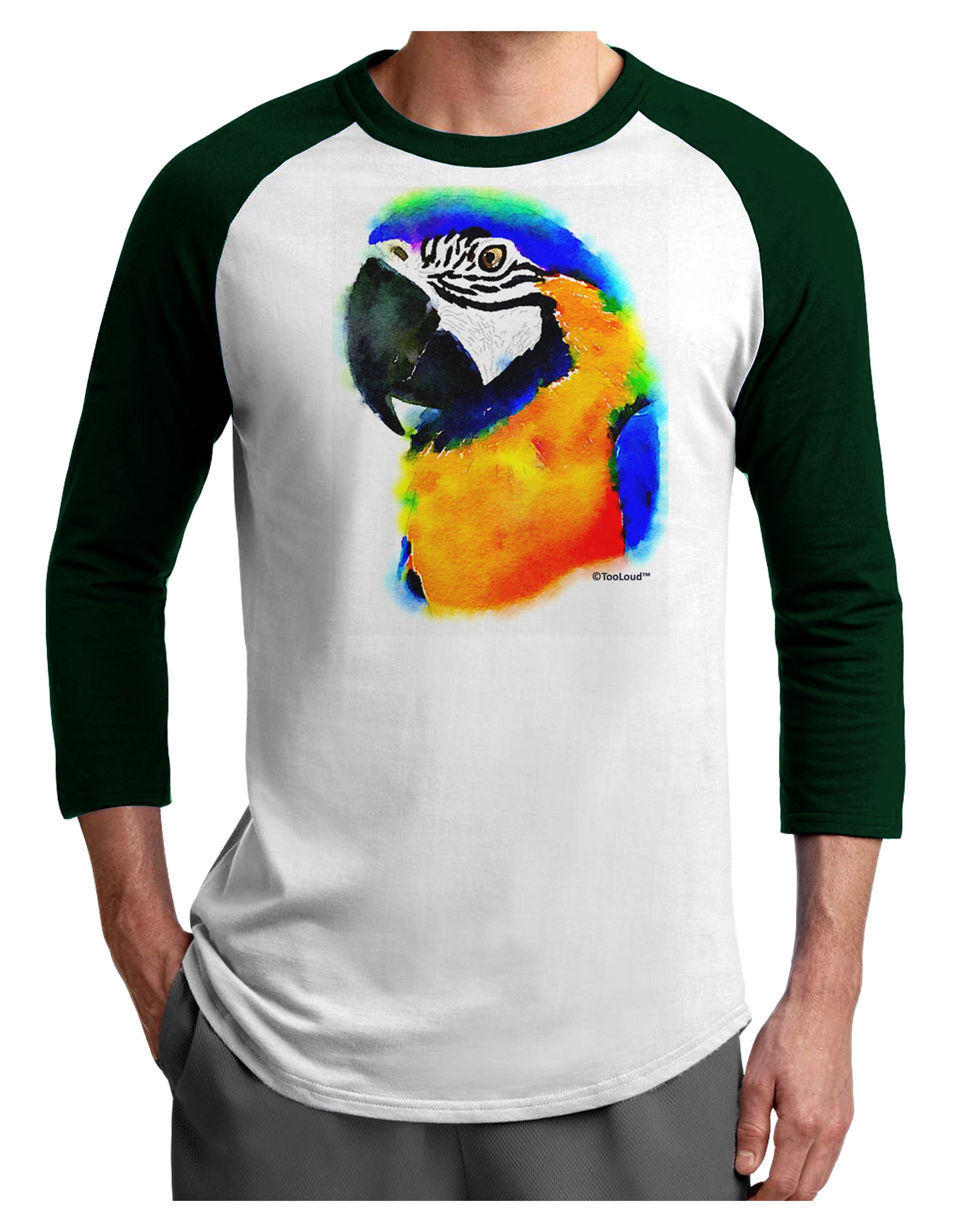 Brightly Colored Parrot Watercolor Adult Raglan Shirt - Davson Sales