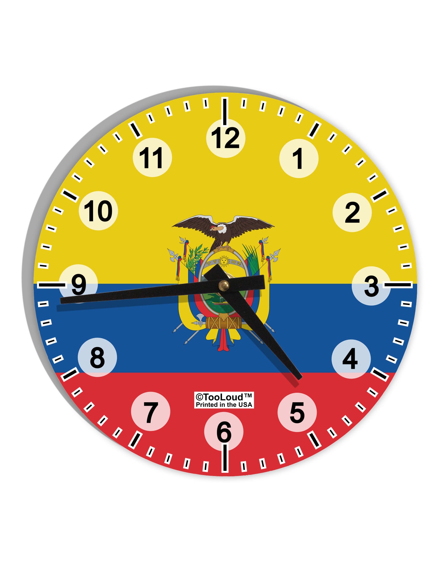 Ecuador Flag AOP 10 InchRound Wall Clock with Numbers All Over Print ...